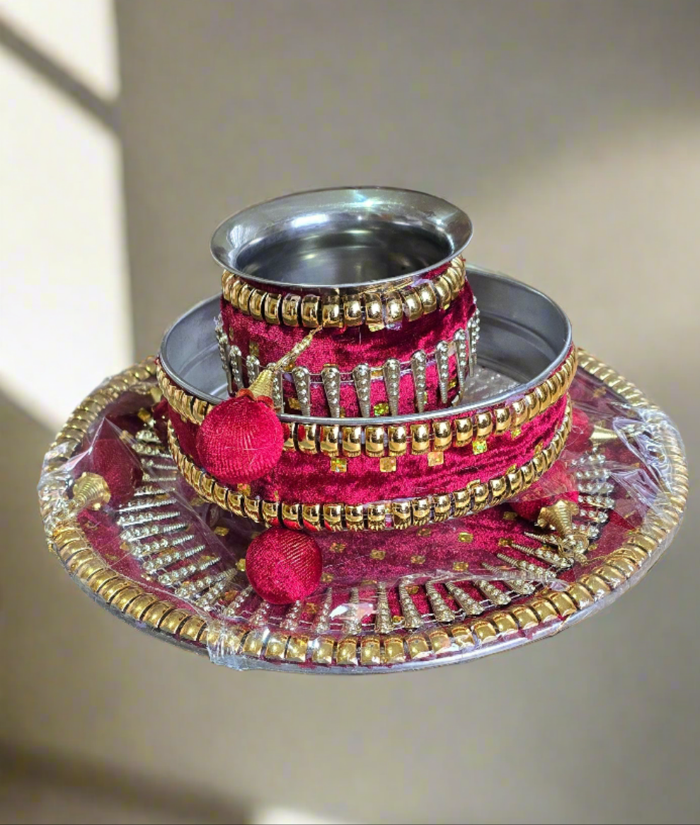 KARVA CHOTH SET 3PC FOR POOJA HEAVY HAND WORK (KARWA CHOTH) – My Spice ...