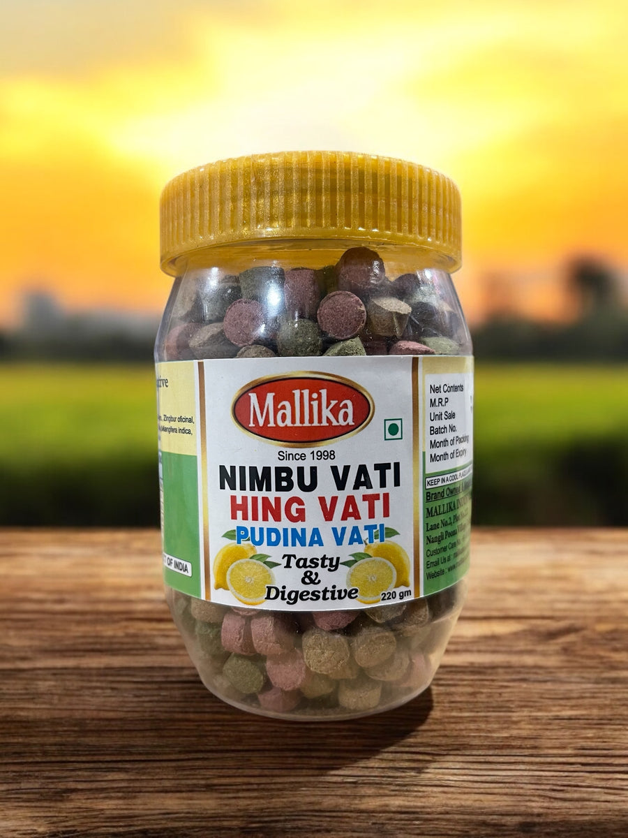 MALLIKA HING PUDINA NIMBU VATI CANDY TIRANGA 220gm (Tasty and Digestiv ...